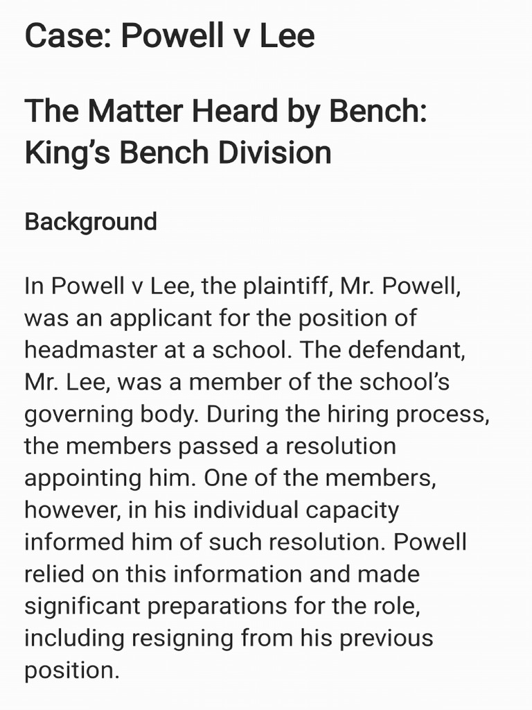 Powell V Lee - 251011 - 150145 | PDF