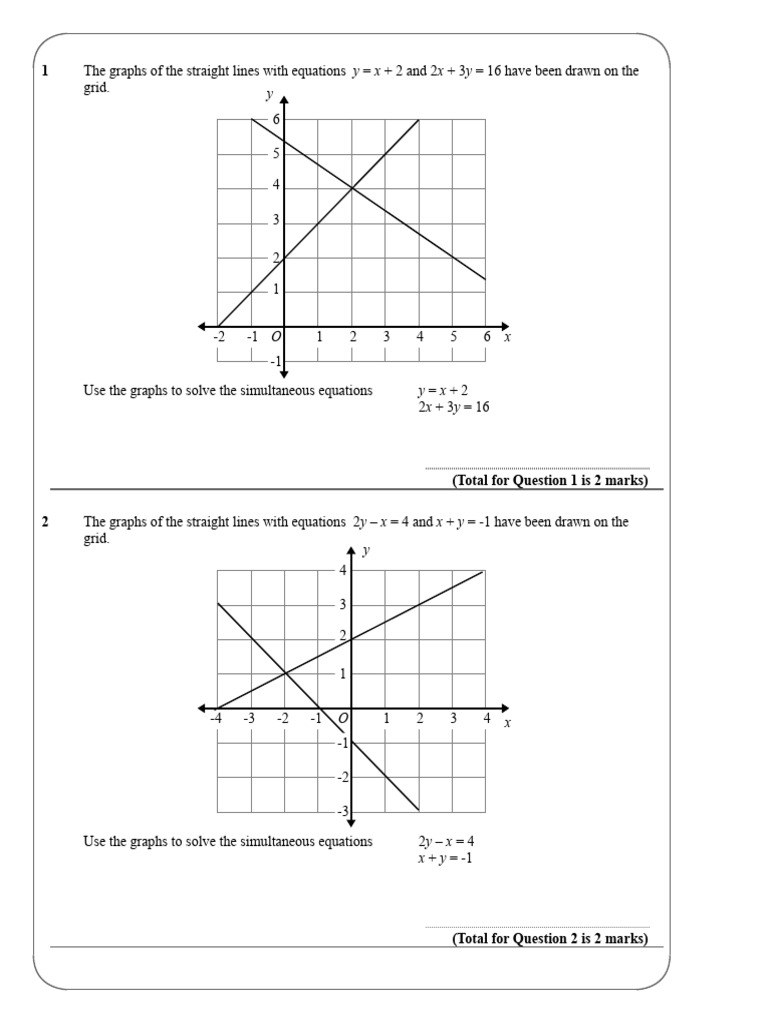 Solving Simultaneous Equations Graphically | PDF | Line (Geometry ...