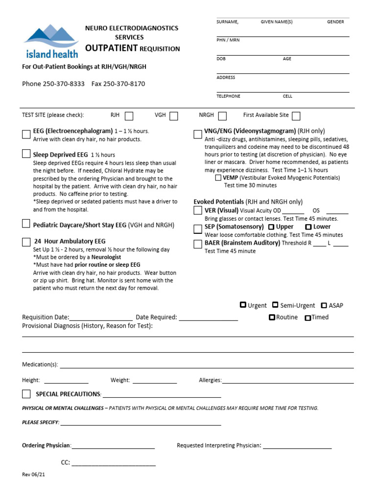 VGH Neuro-Electrodiagnostics-Outpatient-Exam-Request-Form | PDF ...