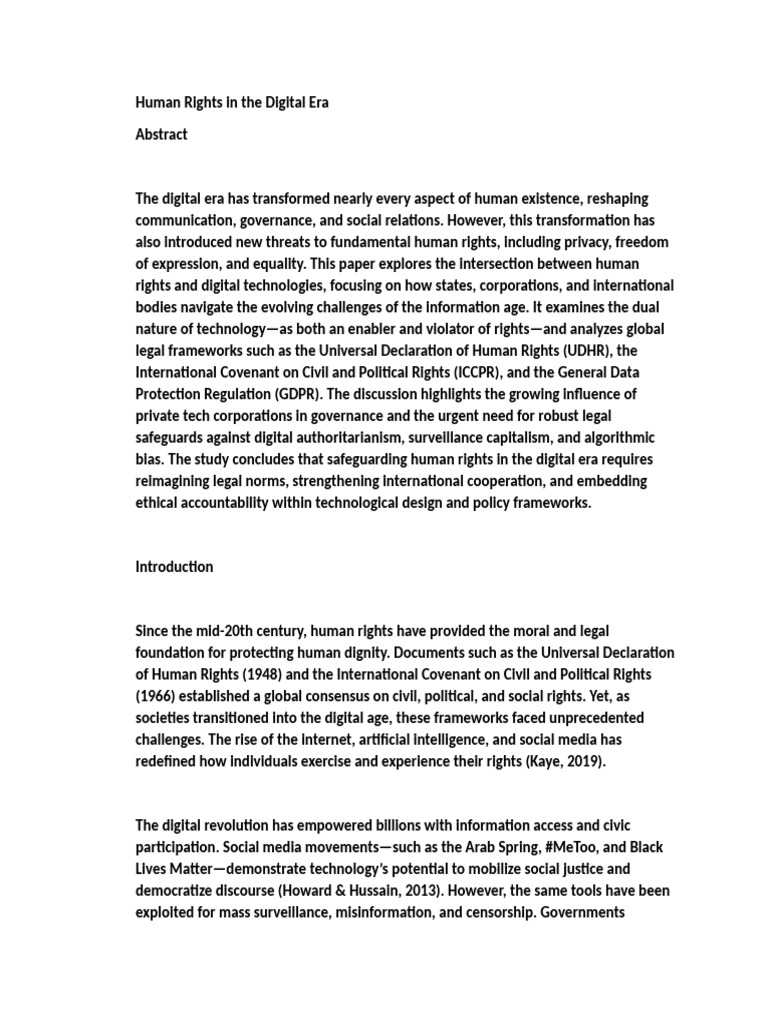 Human Rights Challenges in Digital Age | PDF | Human Rights | Privacy