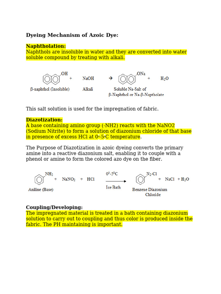 Azoic Dye | PDF
