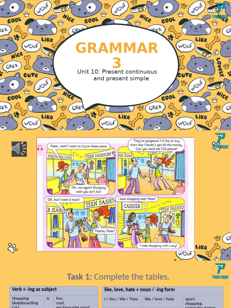 New Grammar 3 - Unit 10 - Present Continuous and Present Simple | PDF ...
