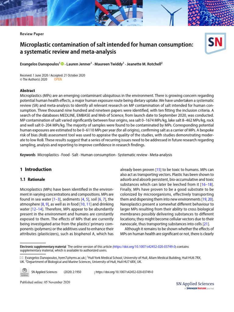 Microplastic Contamination of Salt Intended For Human Consumption | PDF ...