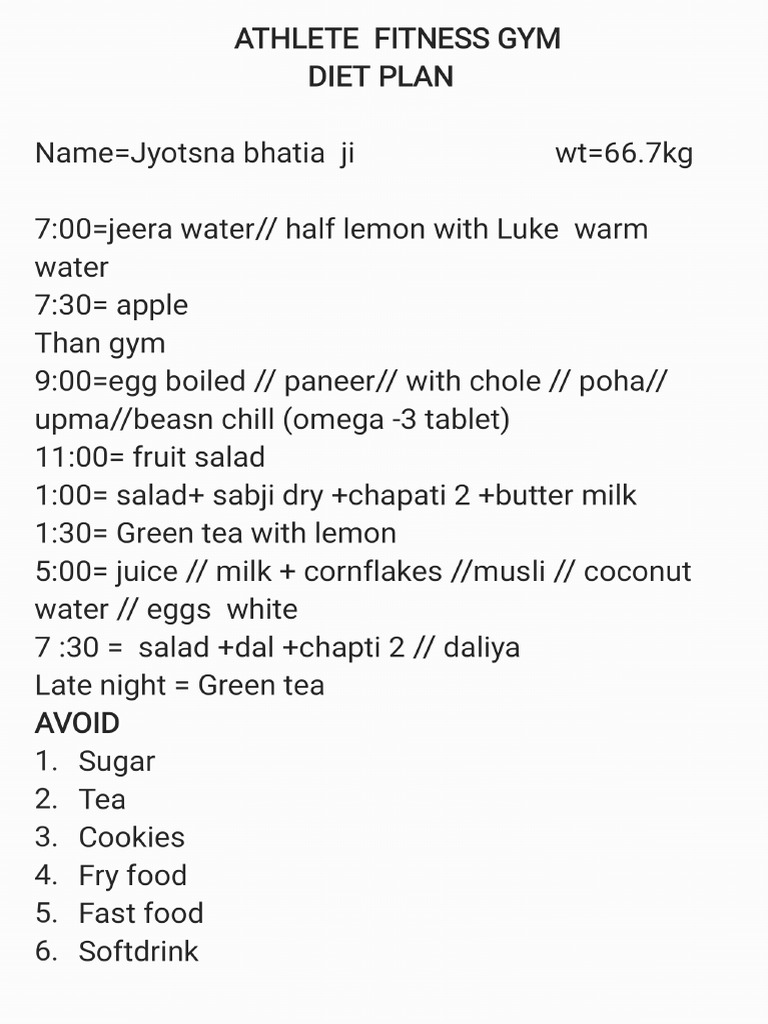 Gym Diet Plan | PDF