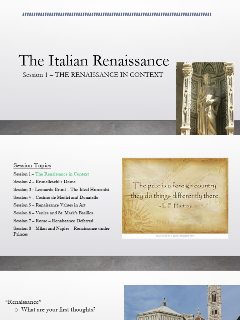 The Italian Renaissance Session 1 | PDF | Renaissance | Italian Renaissance