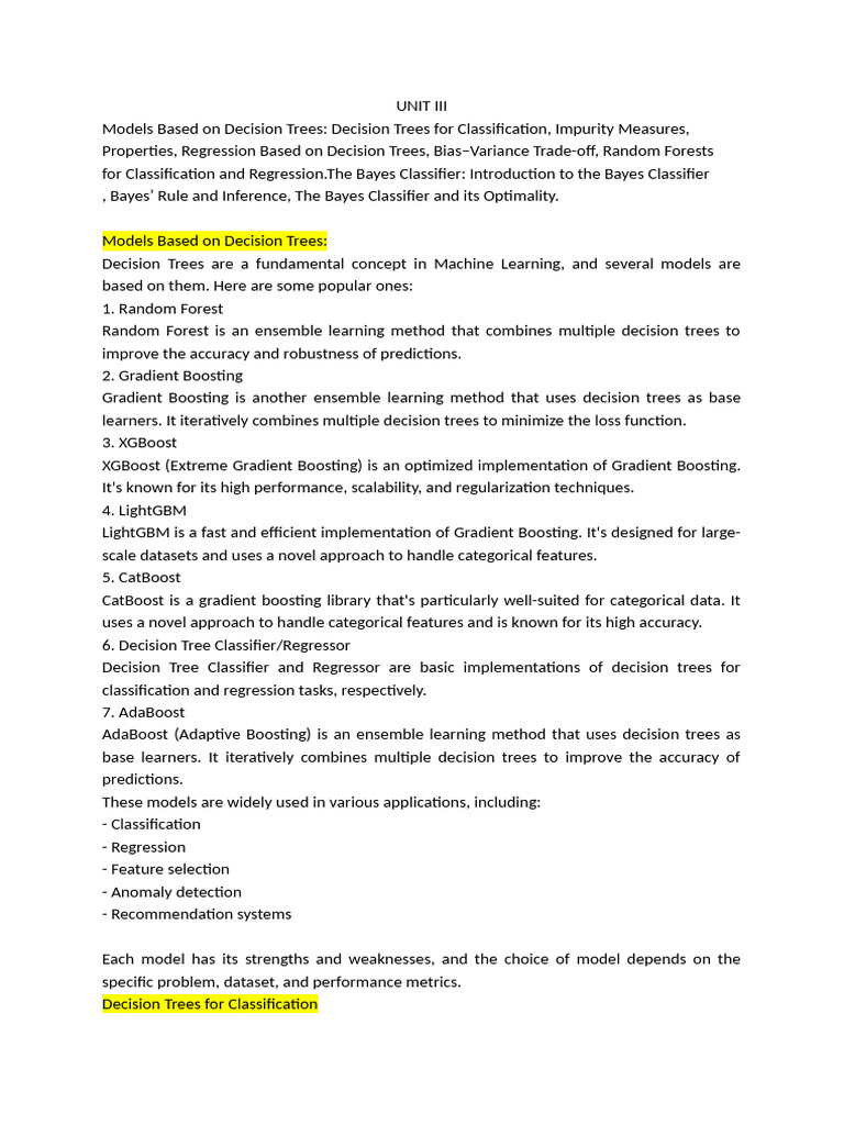 UNIT III Machine Learning | PDF | Statistical Classification | Inference