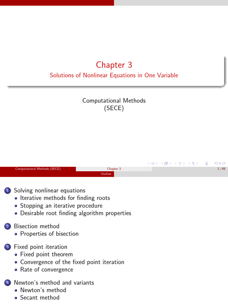 Nonlinear Equation Solutions Methods | PDF | Mathematical Analysis ...