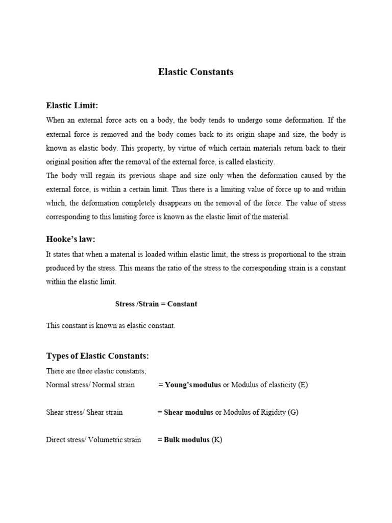 Understanding Elastic Constants in Mechanics | PDF