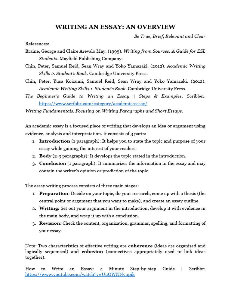 1.essay Writing - An Overview | PDF | Essays | Citation