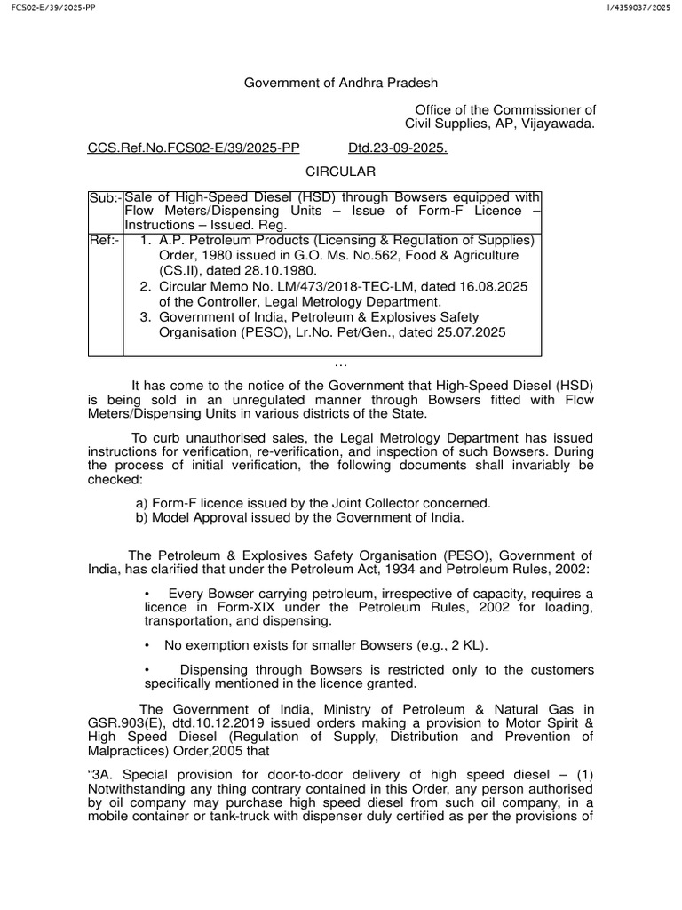 Guidelines for HSD Sale Licensing in AP | PDF | Fuels