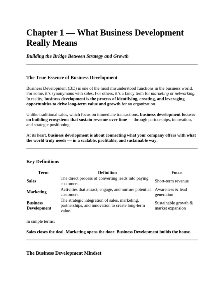 Understanding Business Development Essentials | PDF | Marketing | Business