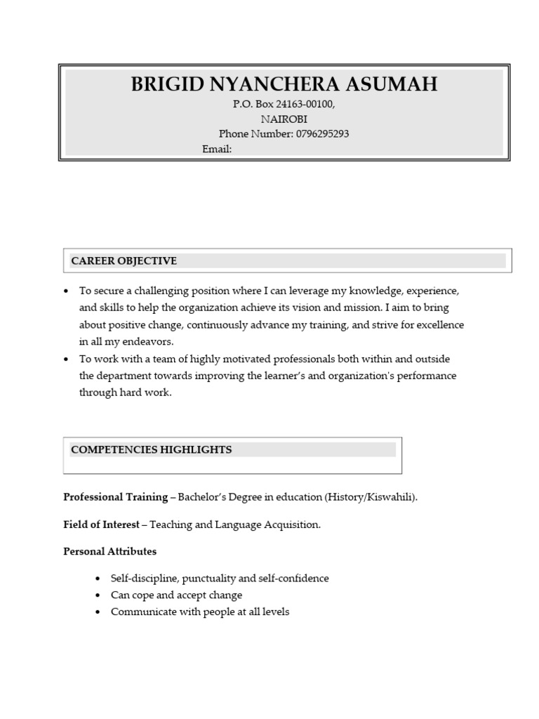 Asumah Brigid Resume-1 | PDF | Curriculum | Behavior Modification