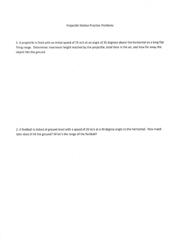 Projectile Motion Prob 1 | PDF