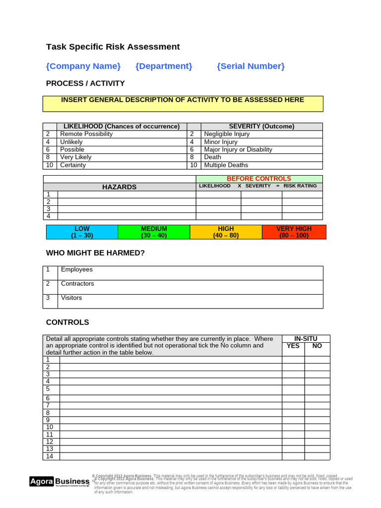 Risk Assessment For Specific Activities | PDF | Risk | Risk Assessment