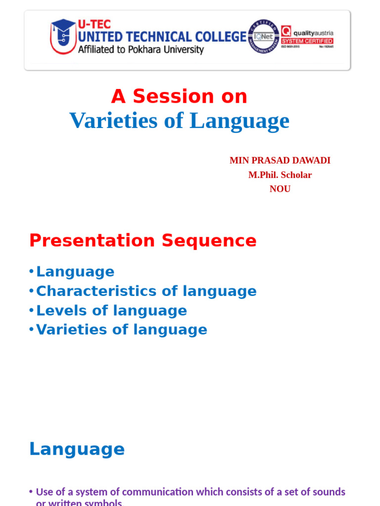 A Session On Varieties of Language | PDF
