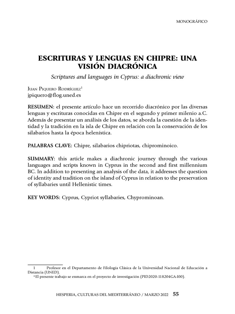 Escrituras y lenguas en Chipre: análisis diacrónico | PDF | Escritura ...