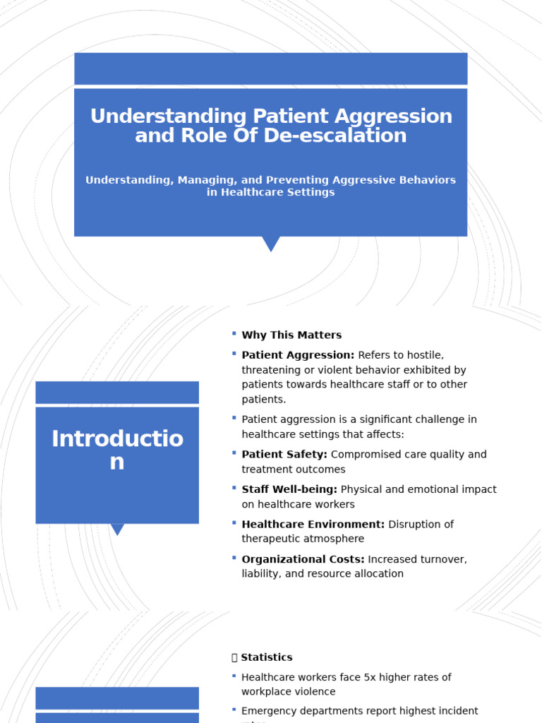 Patient Aggression and De-Escalation | PDF | Mental Disorder | Anxiety
