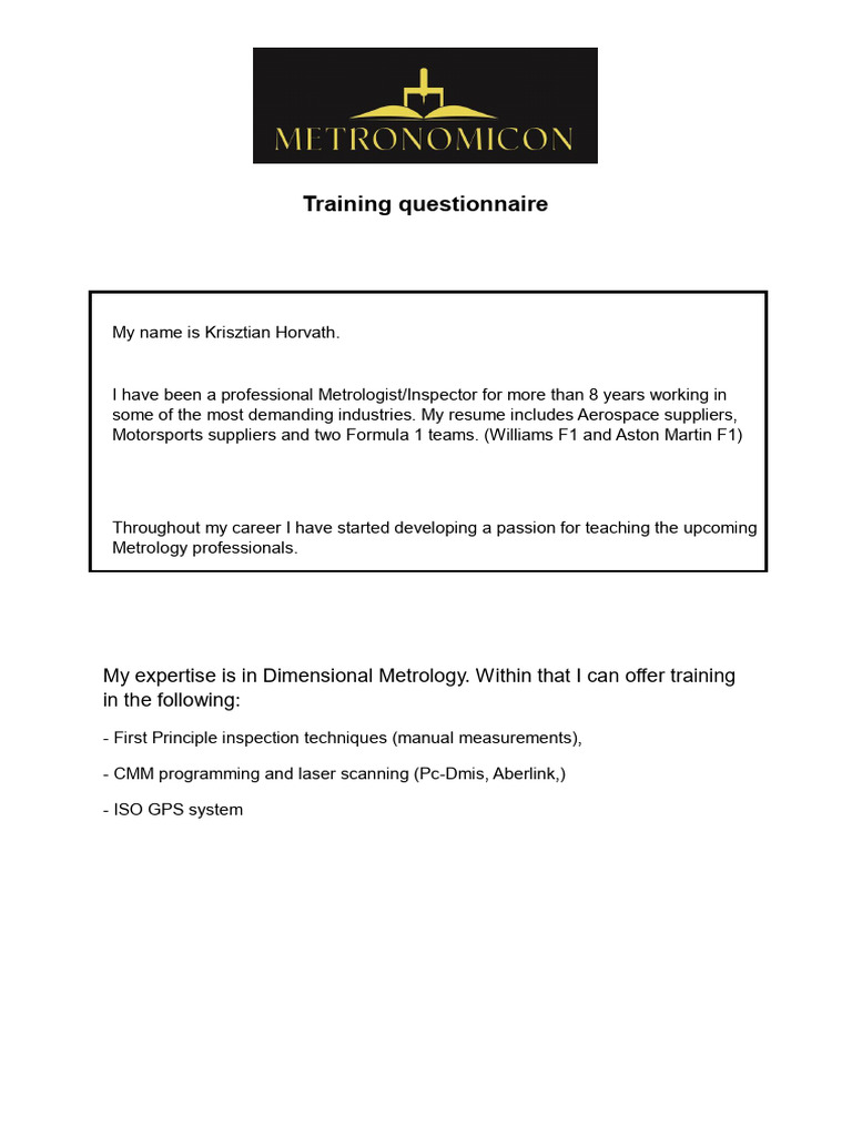 Training Questionnaire 1 | PDF