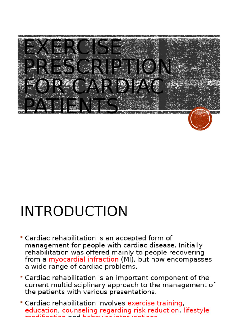 Exercise Prescription For Cardiac Patients | PDF | Myocardial ...