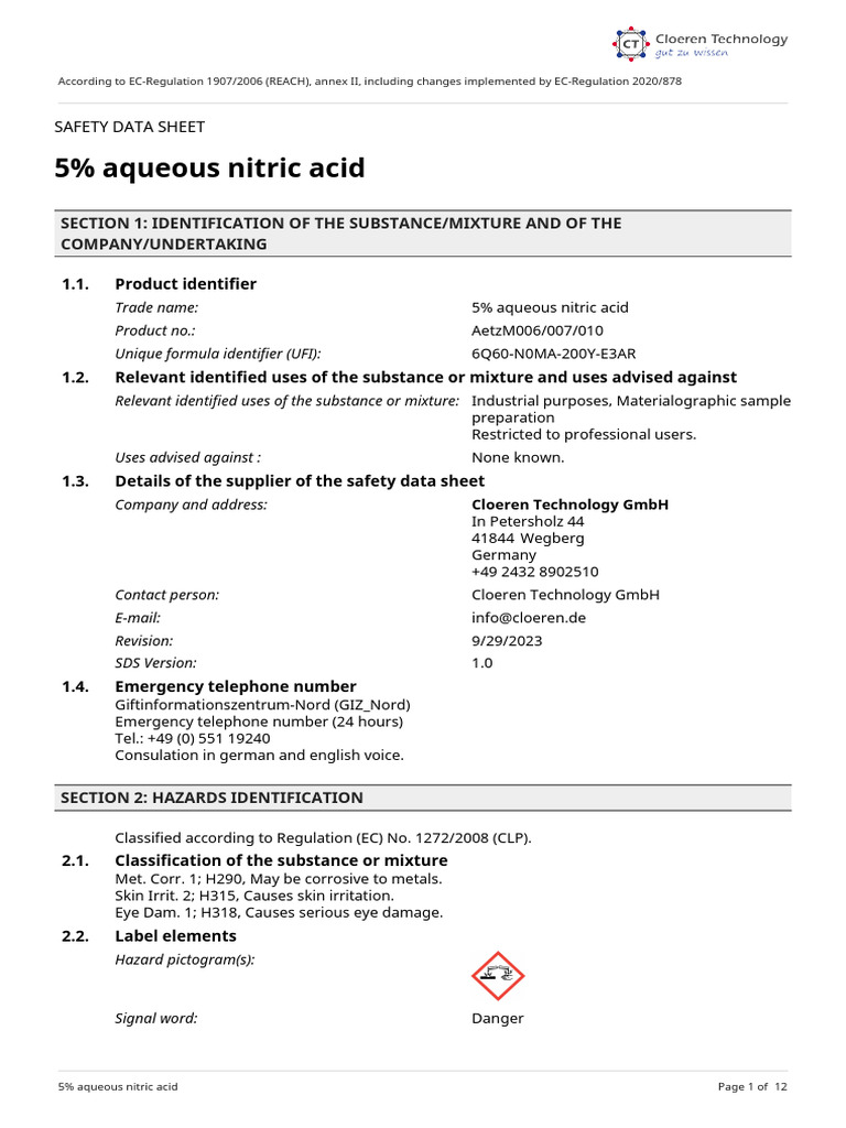Nital Al 5 - en Base Agua (Ingles) - 113245 | PDF | Personal Protective ...