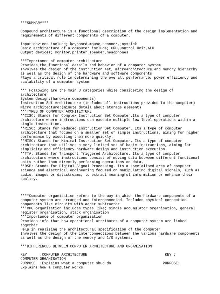 Compound Organisation and Architecture | PDF | Computer Hardware ...