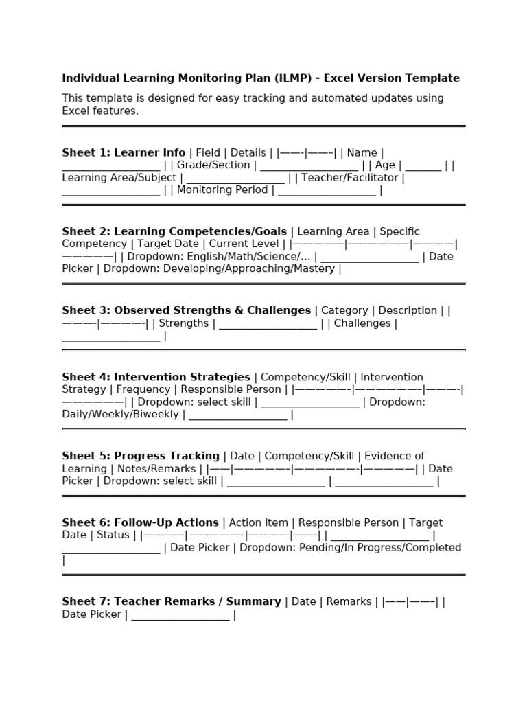 Ilmp Excel Template | PDF