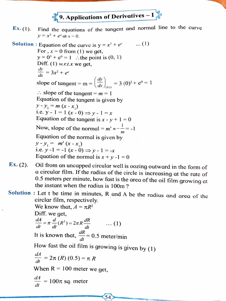 Applications of Derivatives - 1 | PDF | Physical Quantities ...