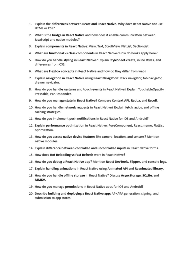 React Native Interview Questions | PDF