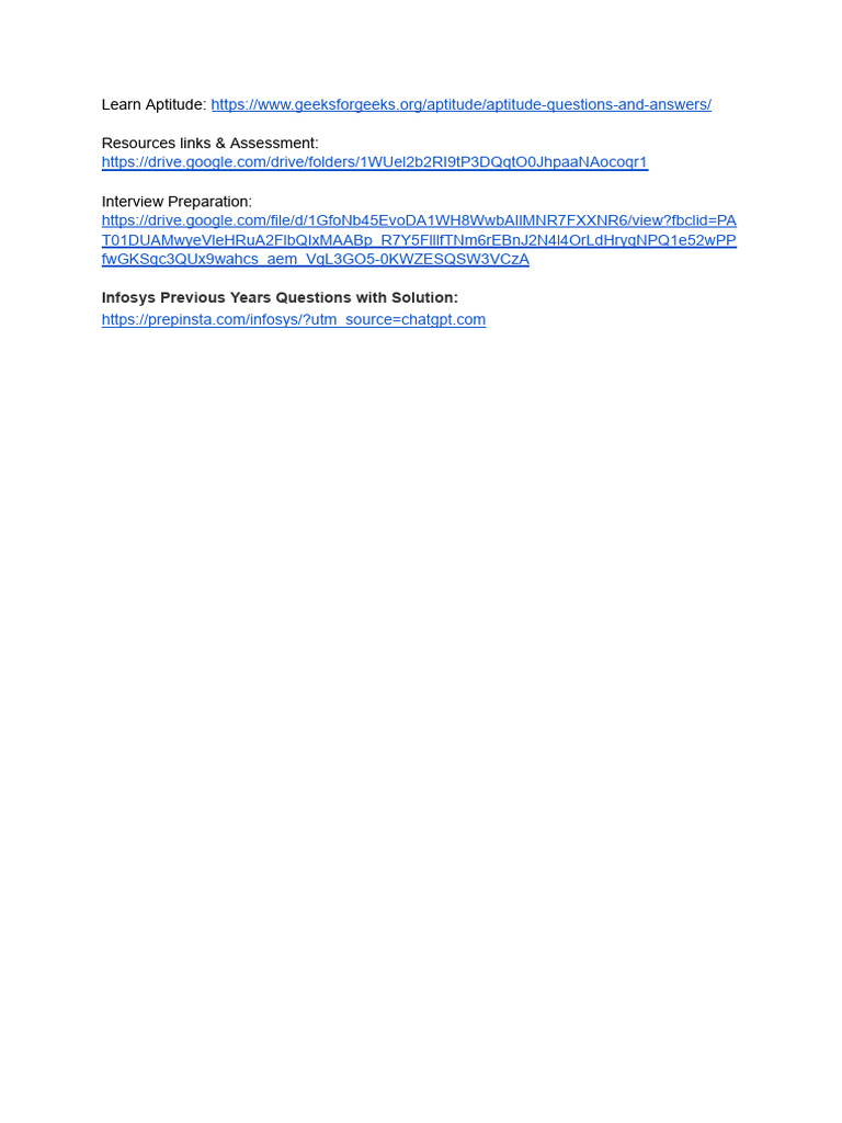 Infosys Test & Interview Preparation | PDF