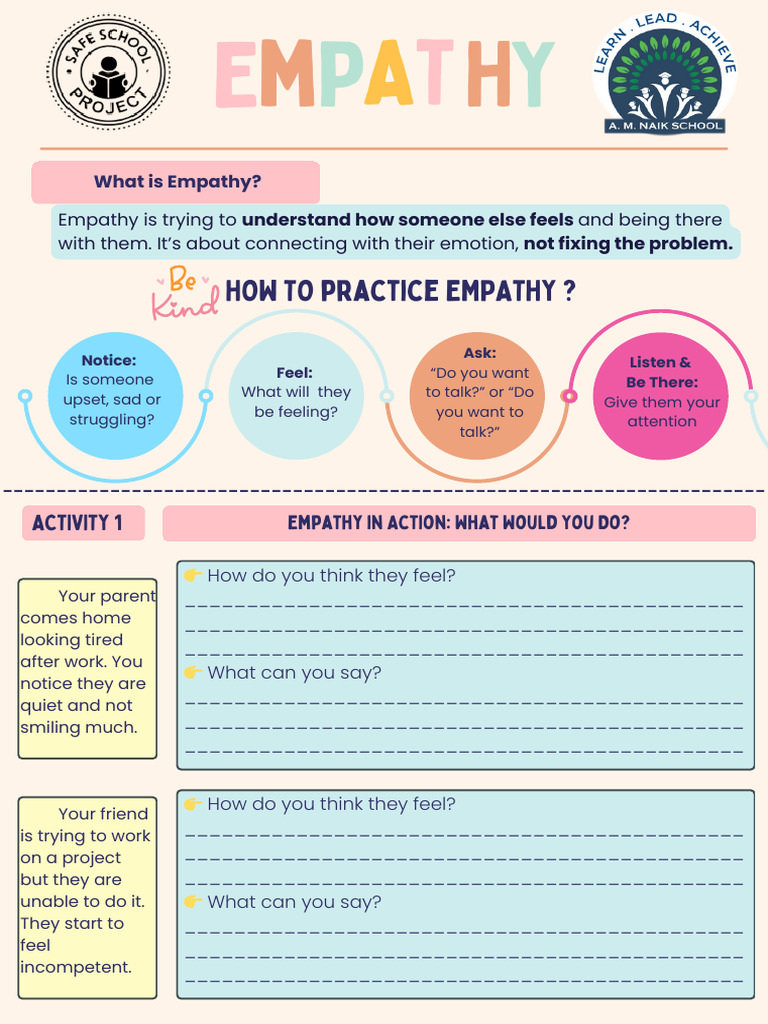Empathy Worksheet for Kids | PDF | Empathy | Psychology
