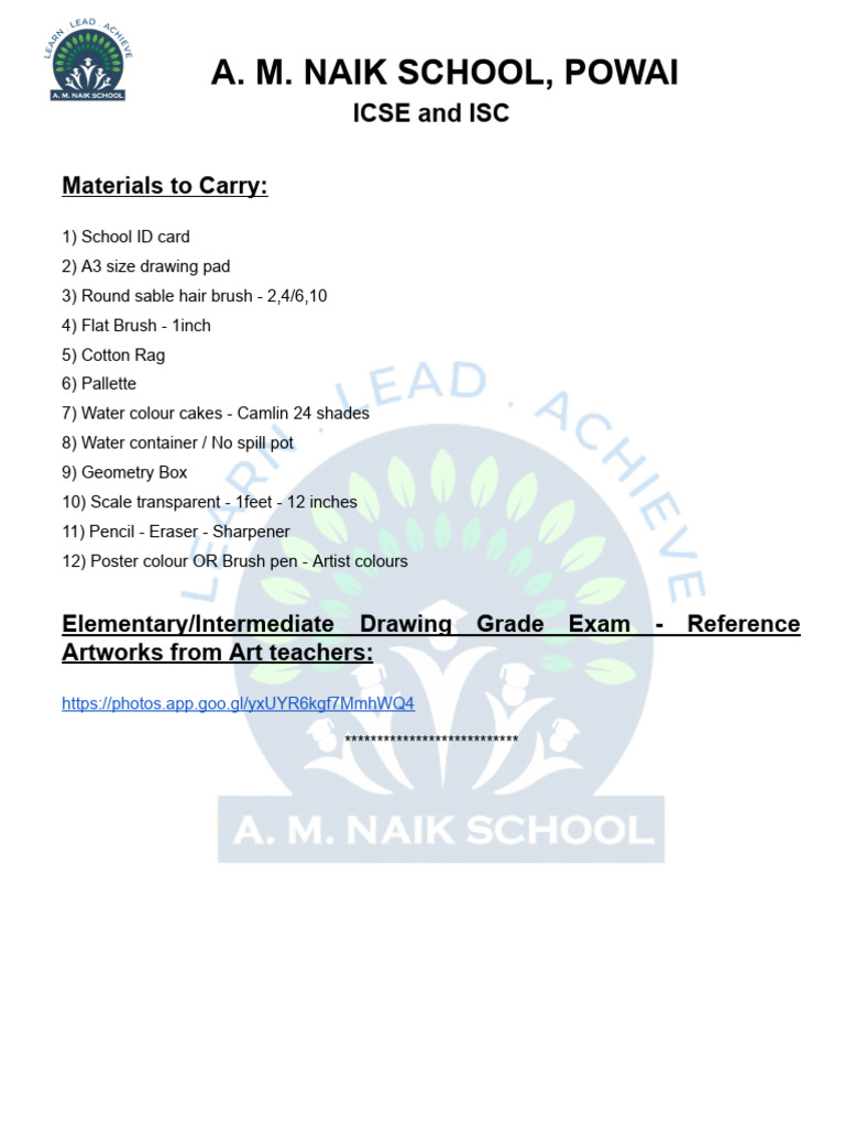 Instructions For Drawing Exam | PDF