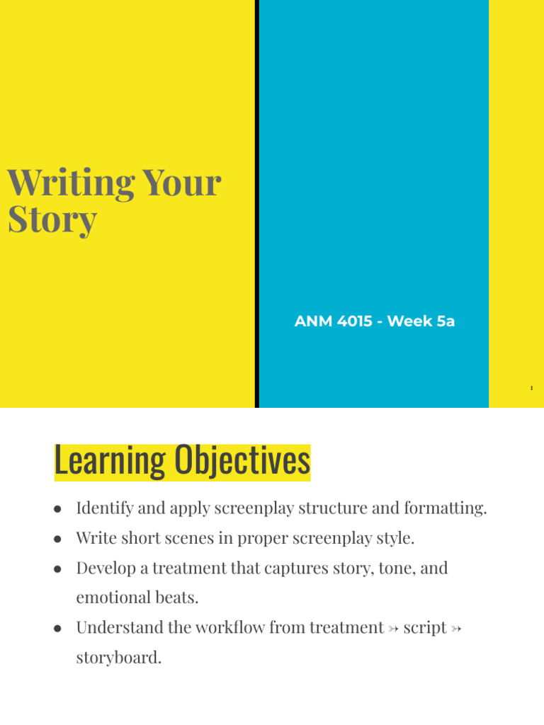 ANM4015 Week5a Presentation | PDF | Screenplay