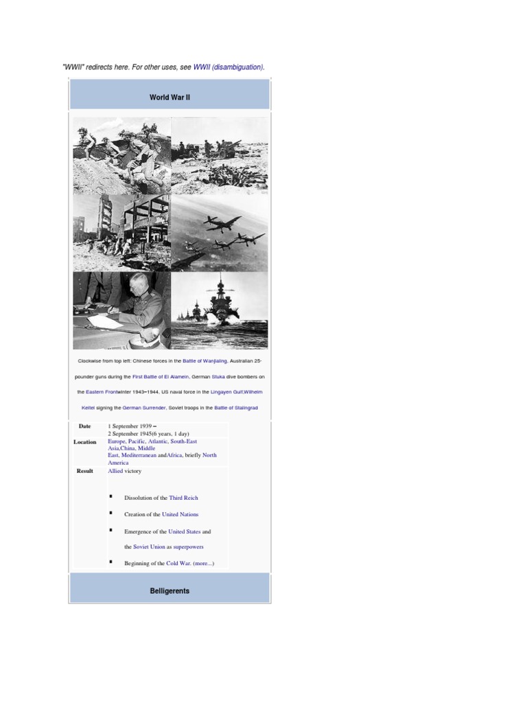 "WWII" Redirects Here. For Other Uses, See .: World War II | PDF | Axis ...