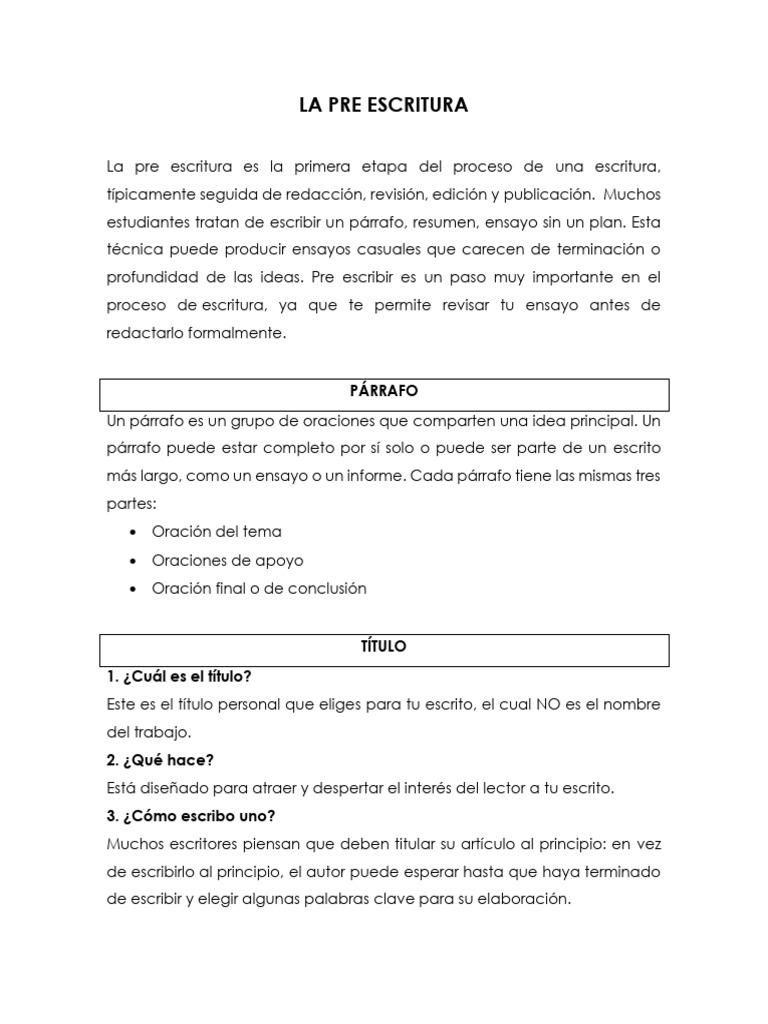 La Pre Escritura | PDF | Comunicación | Ensayos