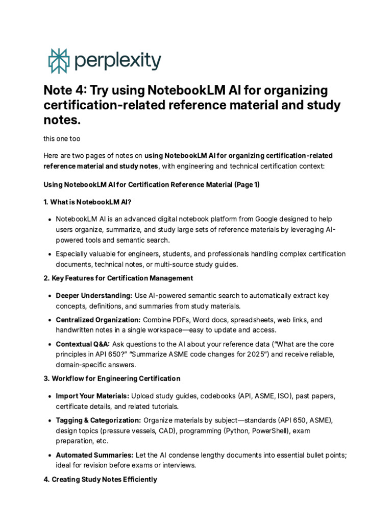Note 4 - Try Using NotebookLM AI For Organizing Cer | PDF | Artificial ...