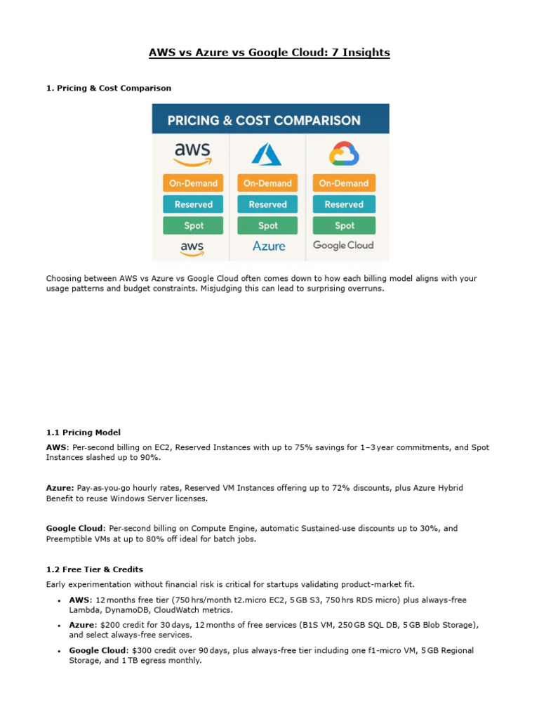 Cloud Computing Comparison - AWS - AZURE - GCP | PDF | Cloud Computing ...