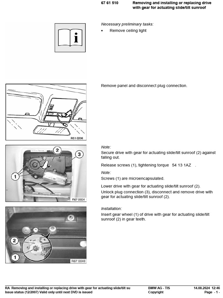 Sunroof Drive Installation Guide | PDF | Tools | Manufactured Goods