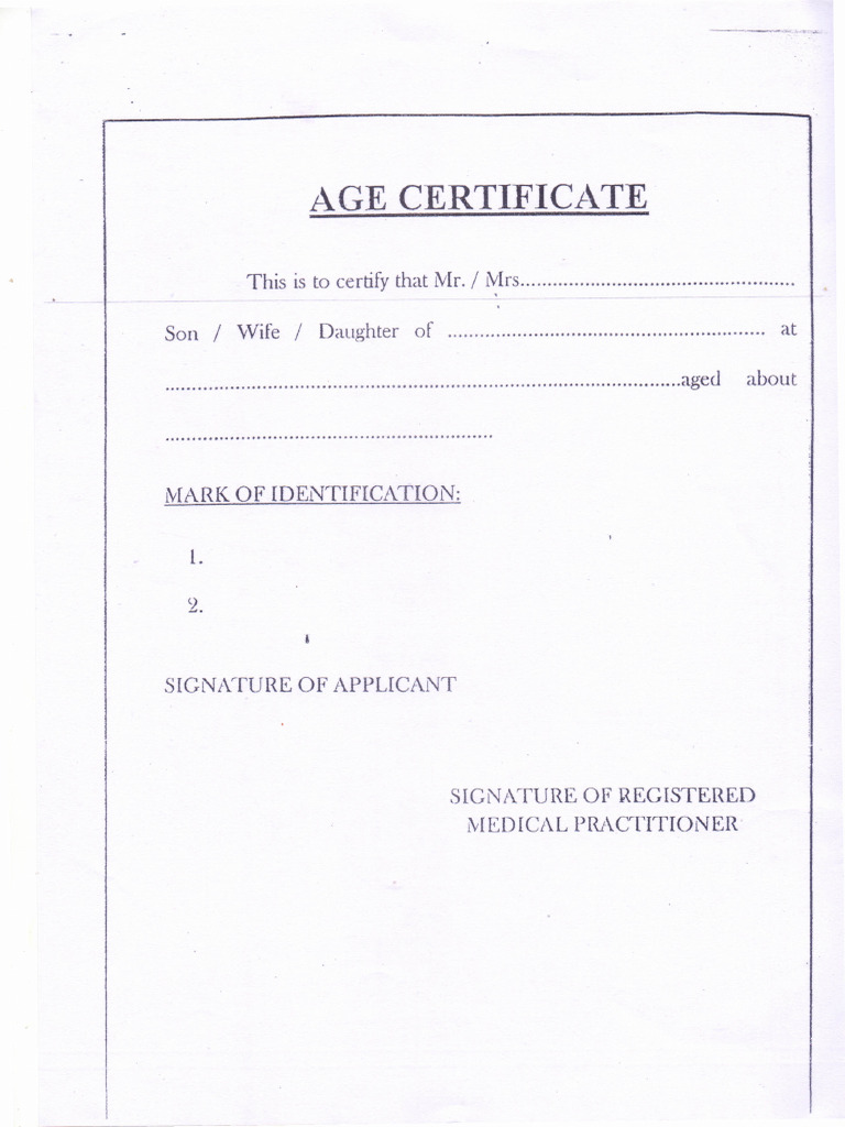 Age Certificate Application Form | PDF