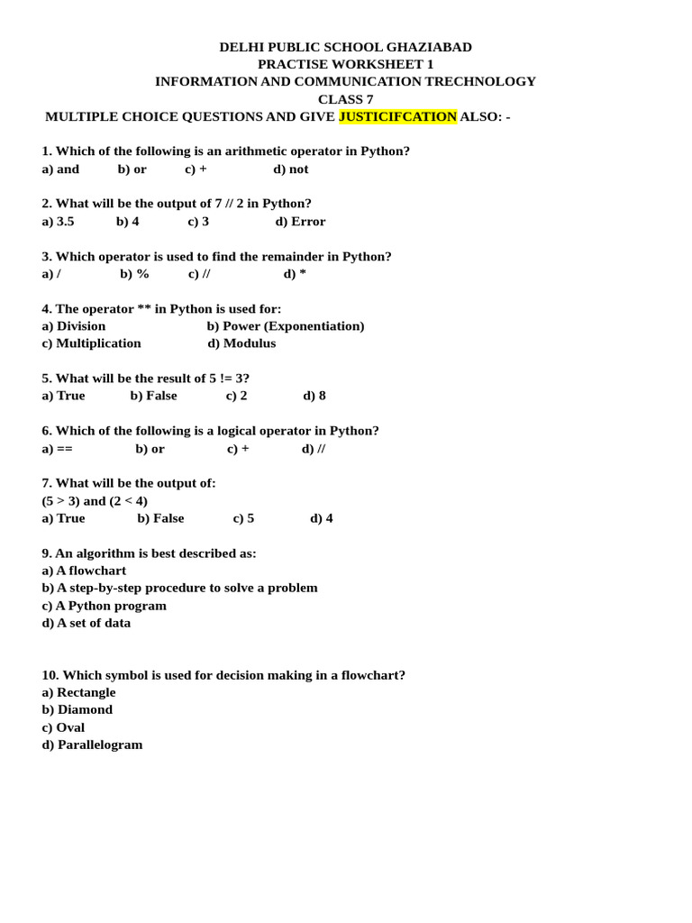 CLASS 7 UI3 Worksheet1 | PDF