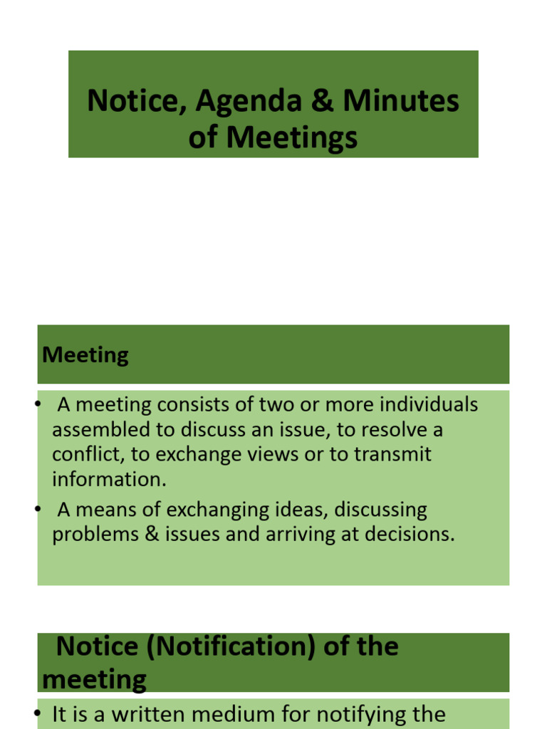 Notice, Agenda & Minutes of Meetings | PDF