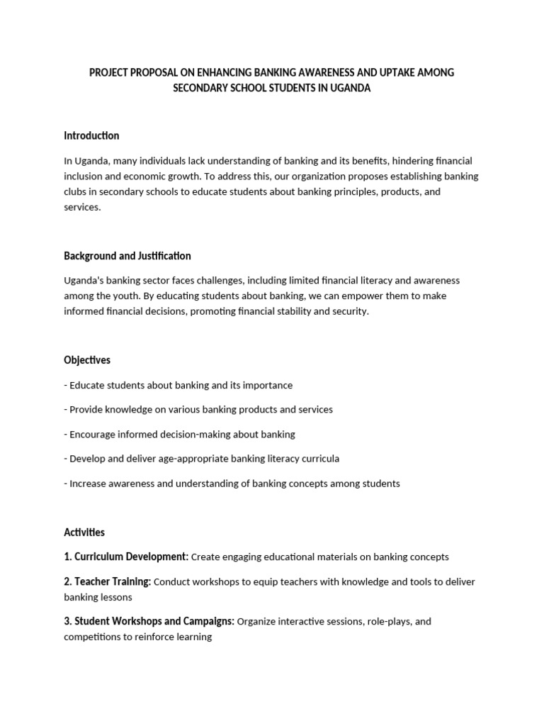Proposal For Banking Awareness | PDF | Learning