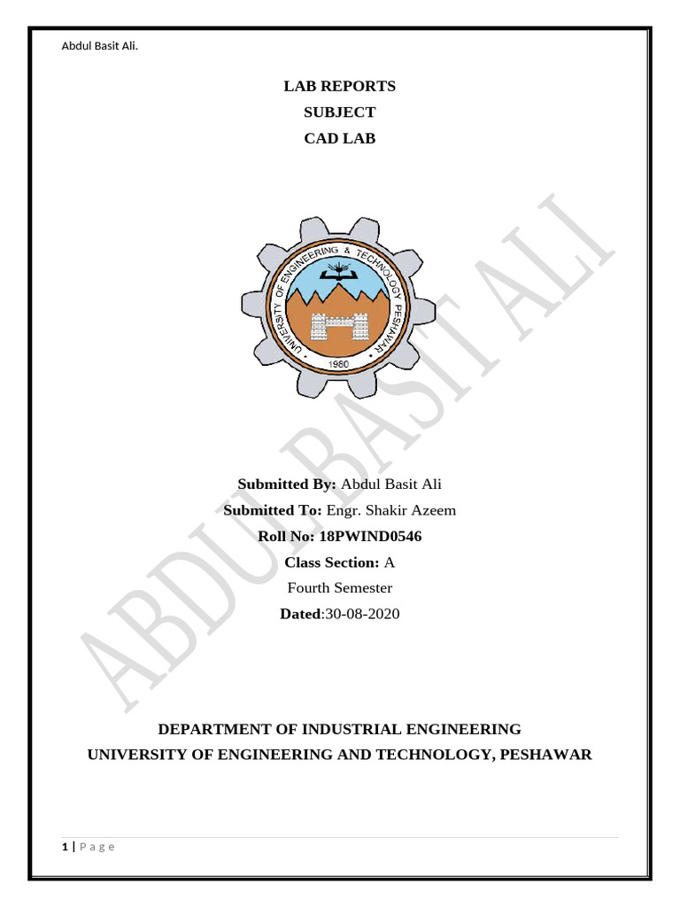 Abdul Basit Ali 0546 CAD Lab Reports | PDF | Computer Aided Design | Coordinate System