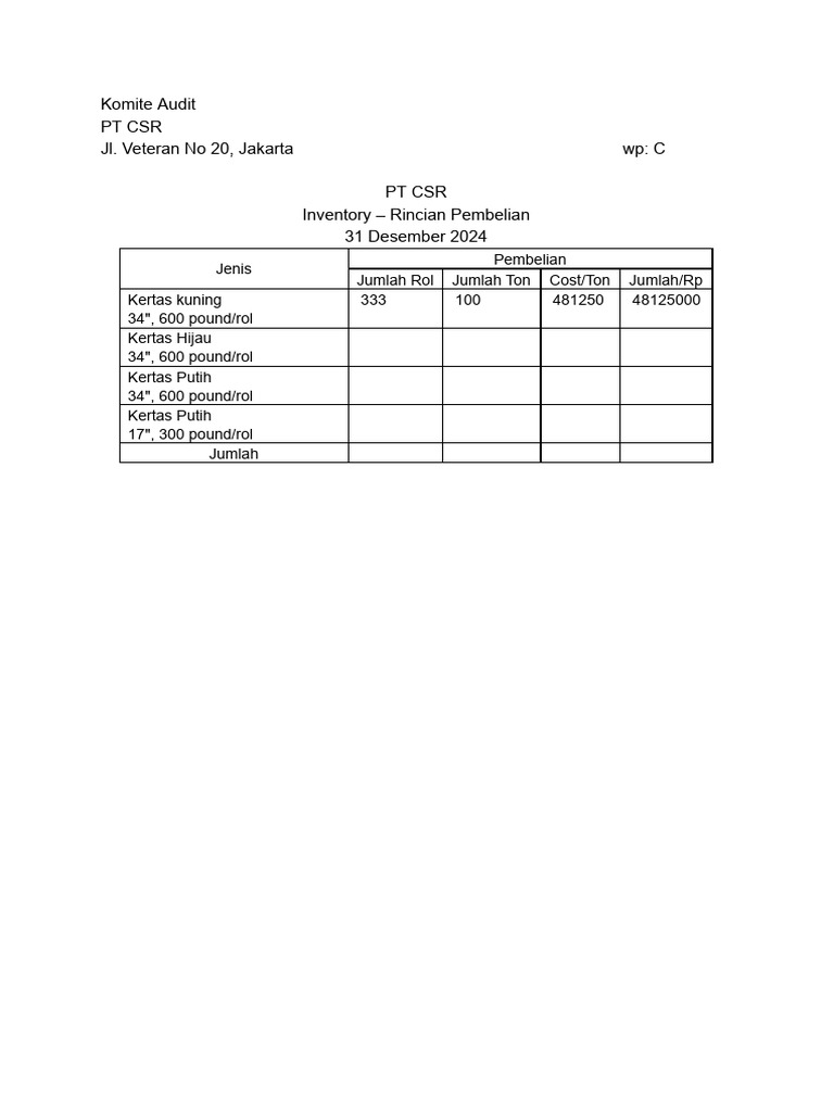 Tugas 5 Dan 6 Inventory Paper (Template Worksheet) | PDF