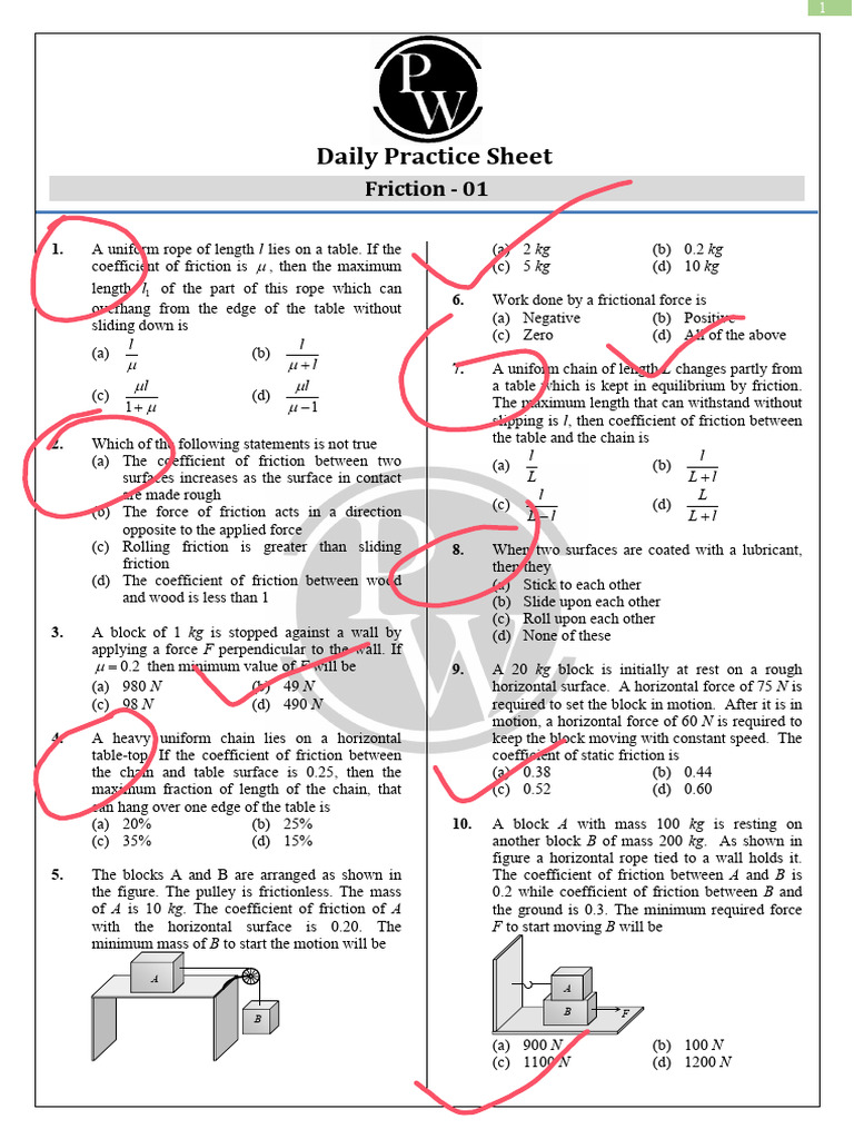 Friction Problems and Solutions Guide | PDF | Friction | Force