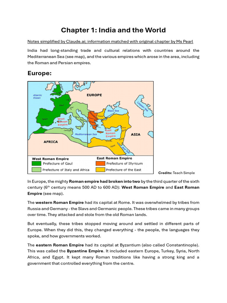 Simplified Notes Chapter 1 India and The World | PDF | Serfdom | Mongol ...