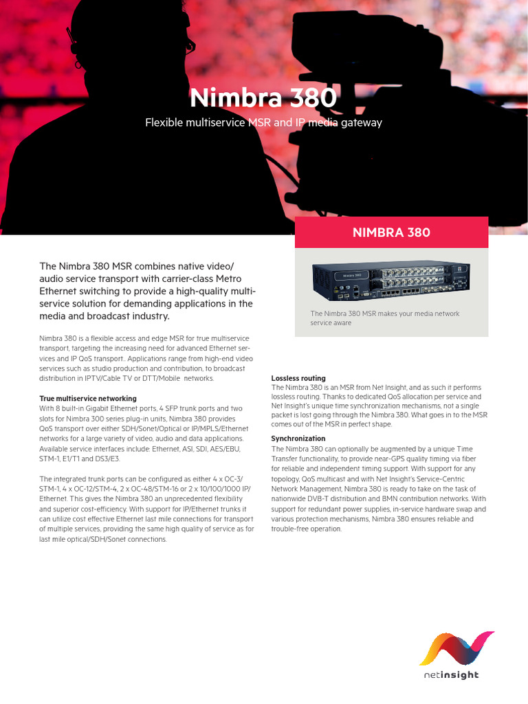 Nimbra 380 MSR: Multiservice Media Transport | PDF | Computer Network ...