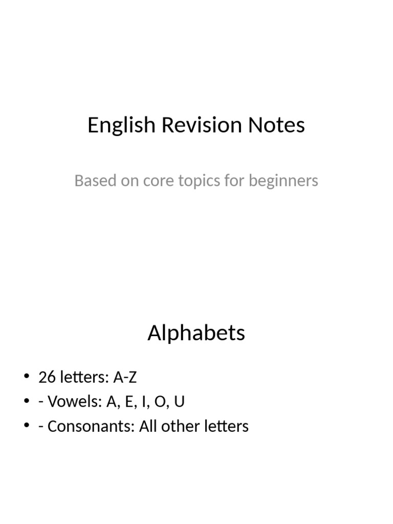 English Revision Notes With Exercises | PDF | Consonant | Linguistics