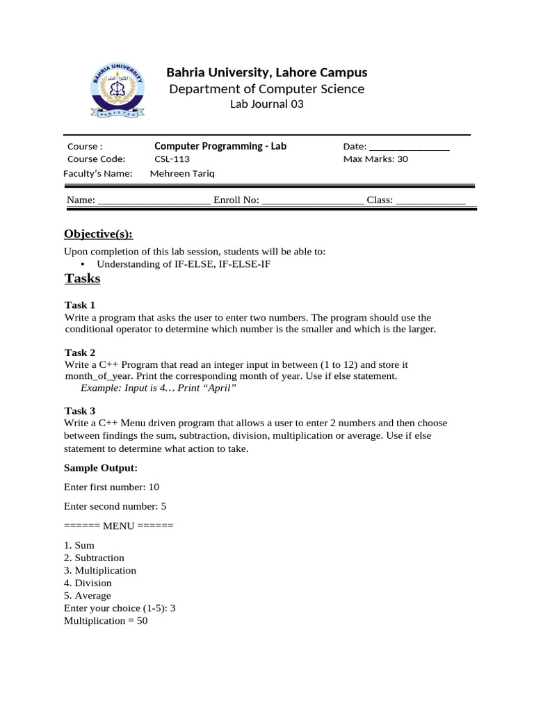 Lab Journal 03 A Updated 23092025 112616am | PDF | Body Mass Index