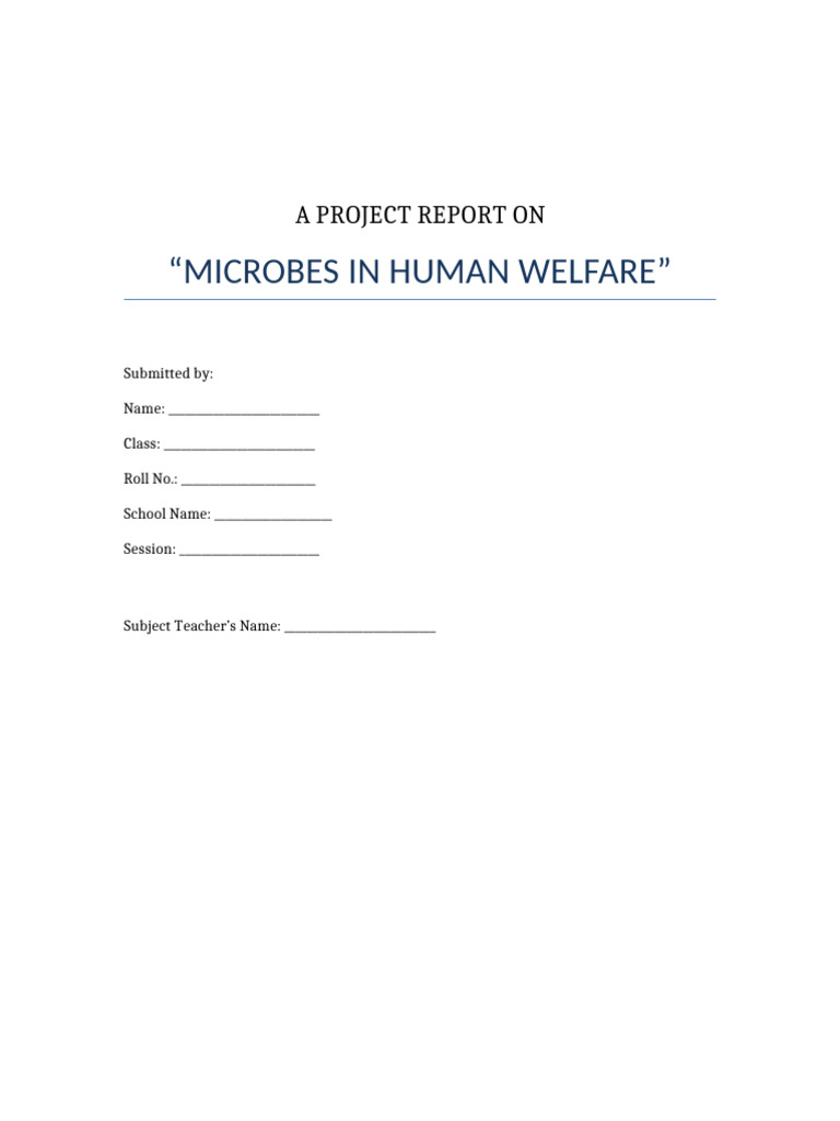 Microbes in Human Welfare Project Class12 | PDF | Microorganism ...