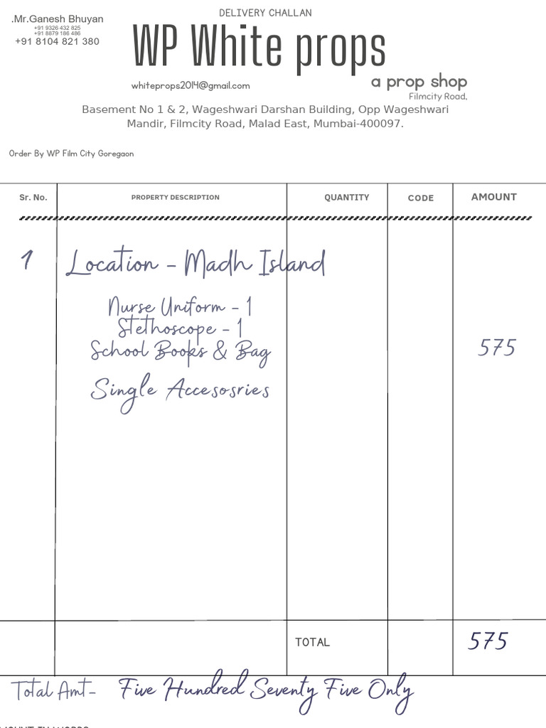 Prop Shop Bill | PDF